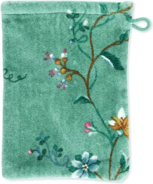 Pip Studio ručníky z bavlněného froté Les Fleurs, zelené (Luxusní ručníky z bavlněného froté v designu Les Fleurs v zelené barvě)