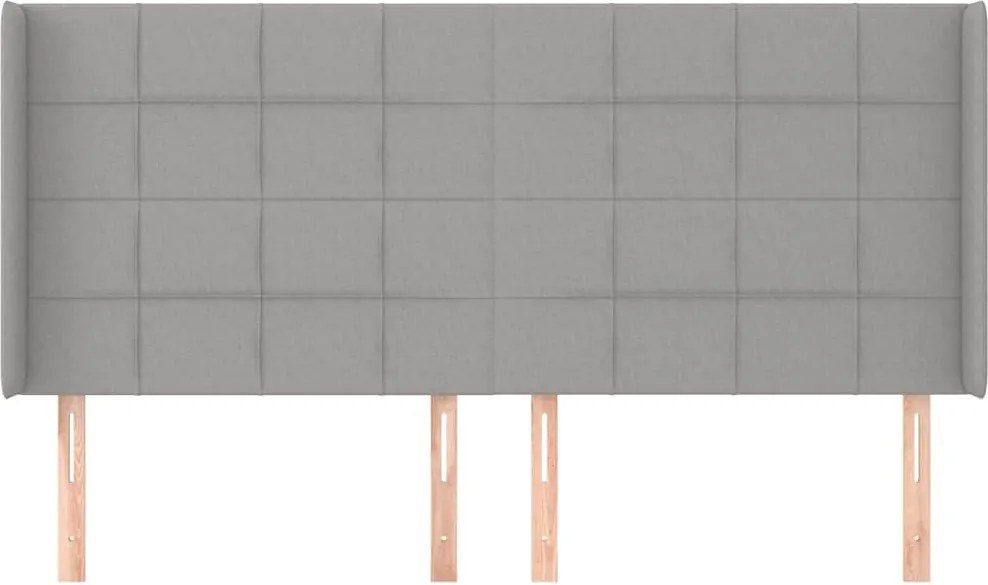 Čelo postele typu ušák světle šedé 203x16x118/128 cm textil 3119602