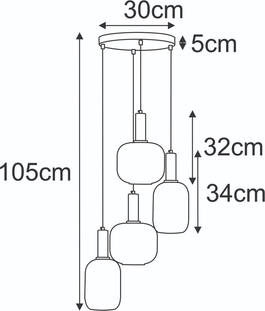 KAJA Lustr nad stůl FABIO K-5872 bílé sklo 4xE27