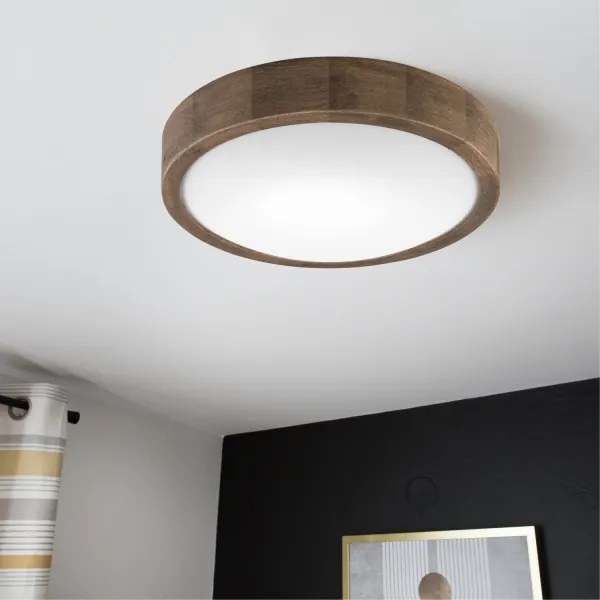 Brilagi - LED Stropní svítidlo CARVALHO SLIM 1xE27/15W/230V dub ořech pr. 27 cm