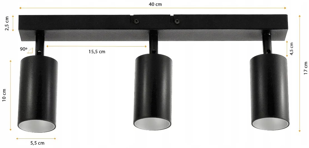LED stropní svítidlo VIKI SILVER - 3xGU10 - černé