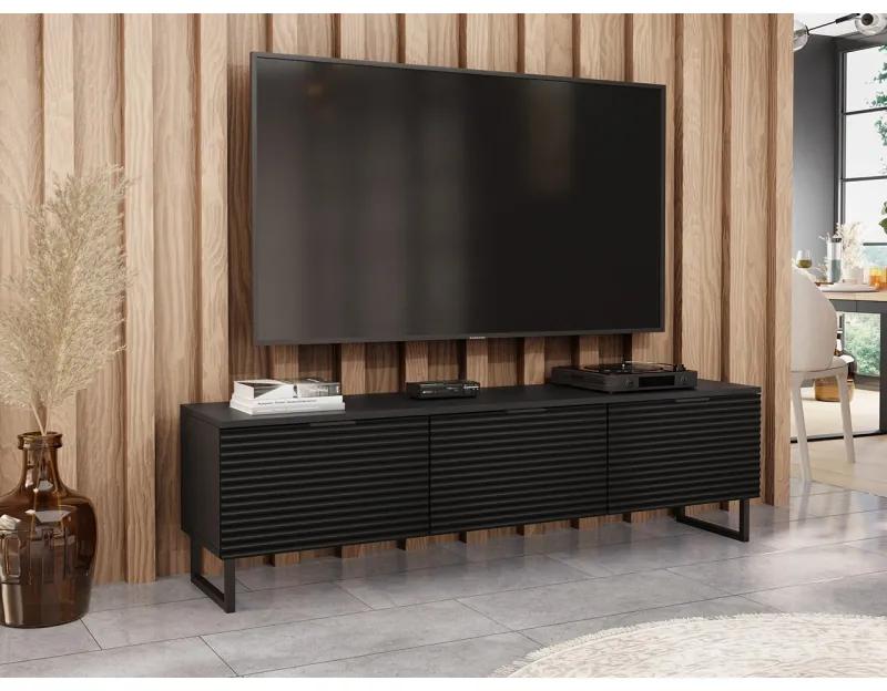 TV stolek/skříňka Kotoni 150, Barva: Černý grafit/Černá