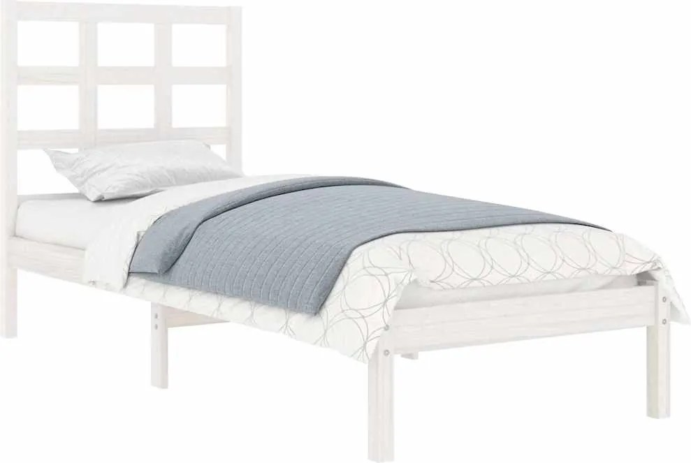Rám postele bílý masivní dřevo 75 x 190 cm malé jednolůžko 3105431