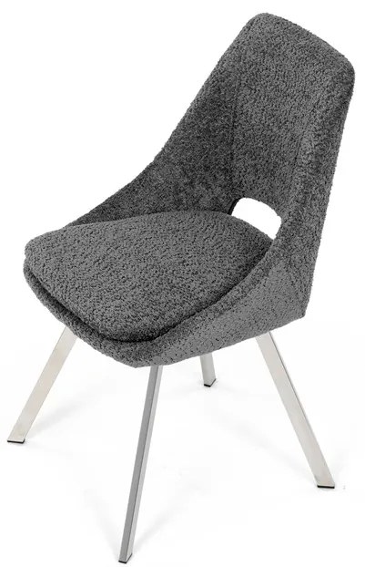 Autronic Elegantní šedá jídelní židle RINA s broušenými kovovými nohami (vzorek z prodejny)