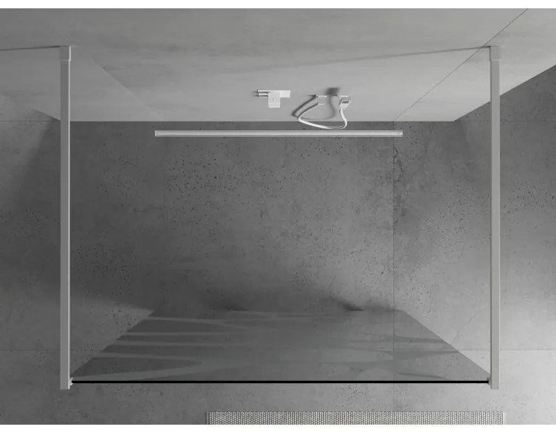 Mexen Kioto volně stojící sprchová zástěna 120 x 200 cm, Průhledné/Bílý vzor 8 mm, Bílá - 800-120-002-20-97