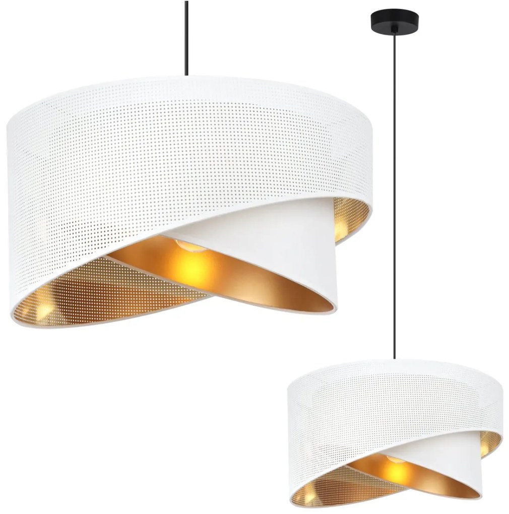 Závěsné svítidlo Asti Duo1, 1x PVC/bílé textilní stínítko, (fi 45cm), g, b
