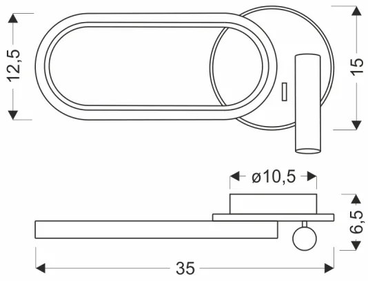 LED Nástěnné svítidlo MONET LED/13W/230V + LED/2W 3000/4000/6000K zlatá