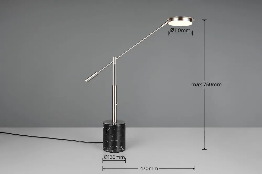 Černá/ve stříbrné barvě LED stolní lampa (výška 65 cm) Fiore – Trio Select