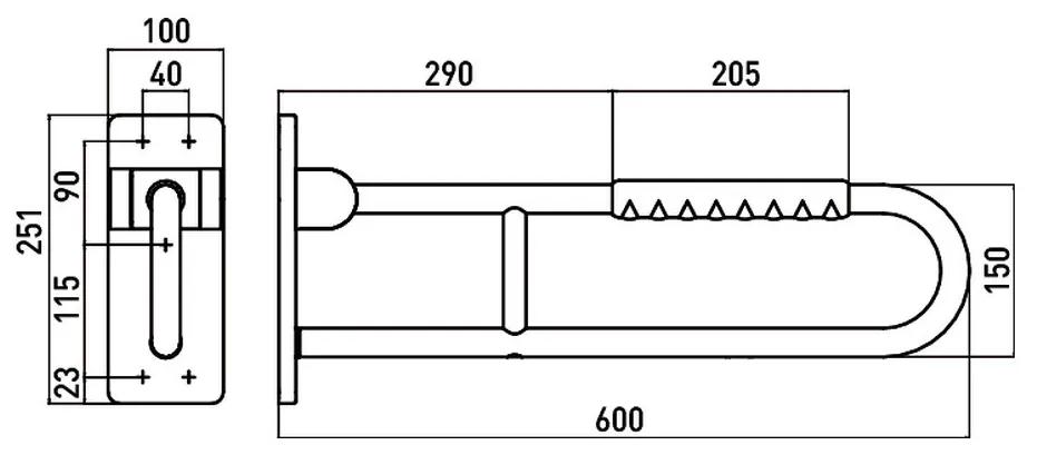 Emco System 2 - Opěrná rukojeť k wc, černé-chrom 358521260