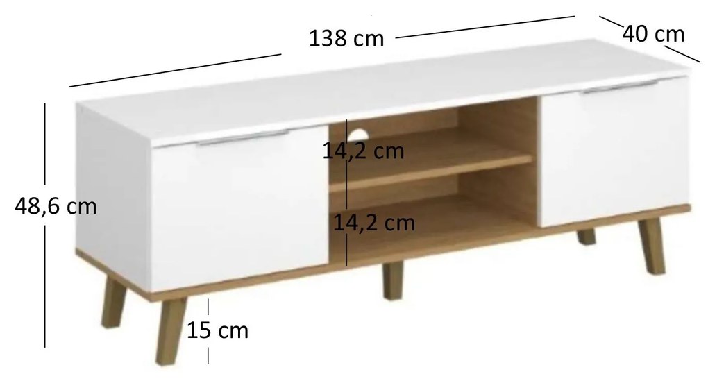 TV stolek Nickole (bílá + dub kamenný). 1053085