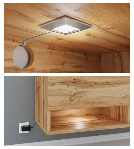 TV stolek/skříňka Adenik 180 MDF, Barva: biały / biała fala, Osvětlení: osvětlení LED RGB - barevné