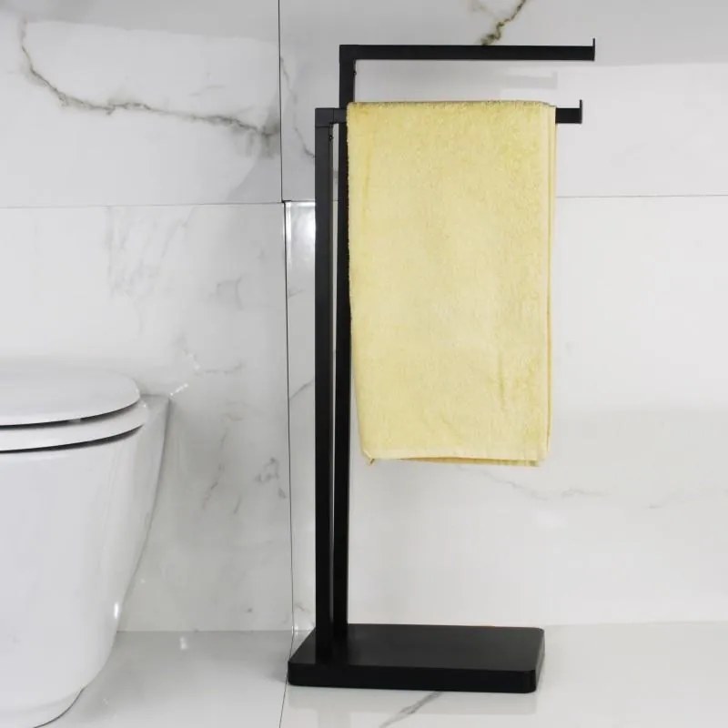 Erga Roki, dvouramenný věšák na ručníky 30,5x20,5x80,5 cm, černá matná, ERG-YKA-P.ROKI-BLK