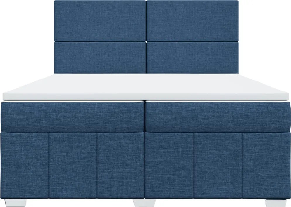 Box spring postel s matrací modrá 200x200 cm textil 3294074