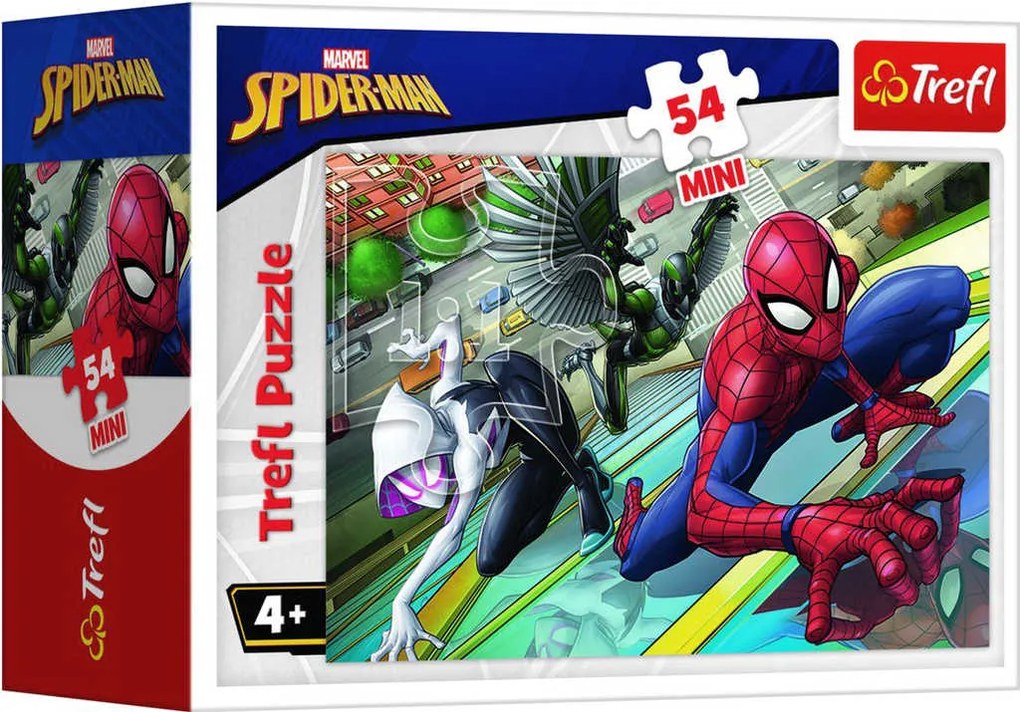 TREFL PUZZLE Spiderman Proti padouchům mini 20x13cm 54 dílků 4 druhy tr154164