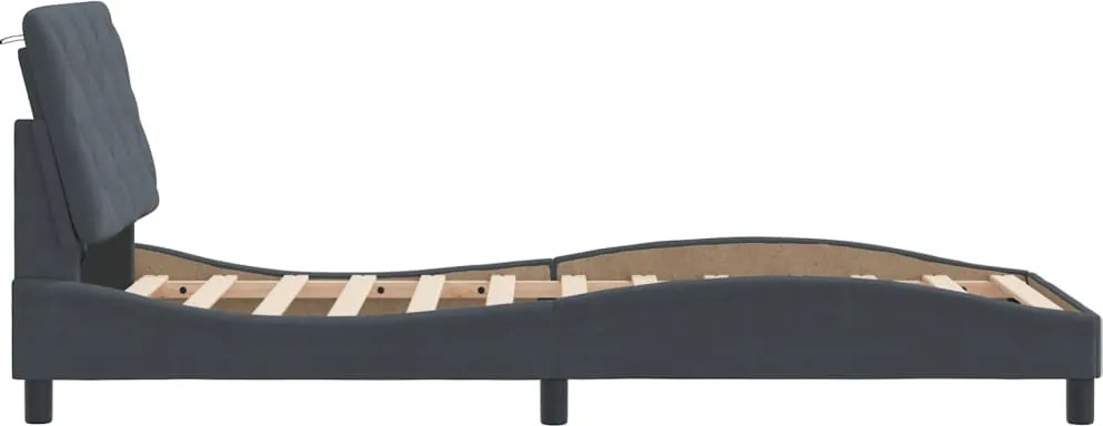 Rám postele s LED bez matrace tmavě šedý 90 x 200 cm samet 3213832