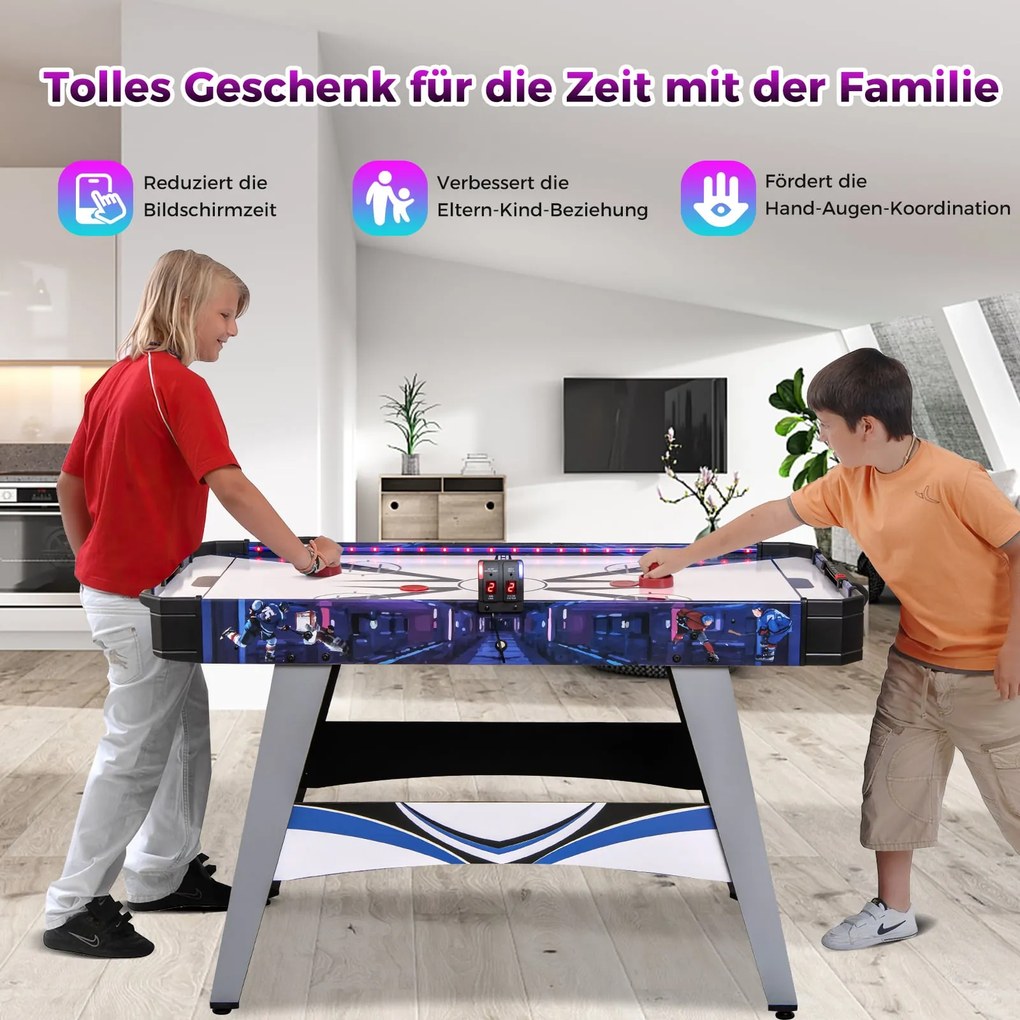 Costway Air Hockey Table Poháněný hokejový stůl s 2 posuvníky a puky