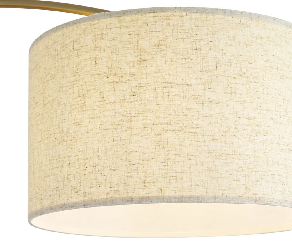 Moderní oblouková lampa mosazná s béžovým stínidlem - Vinossa