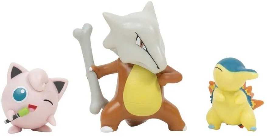 Pokemon battle figure set 3-pack - cyndaquil, jigglypuff, marowak, 5-8cm