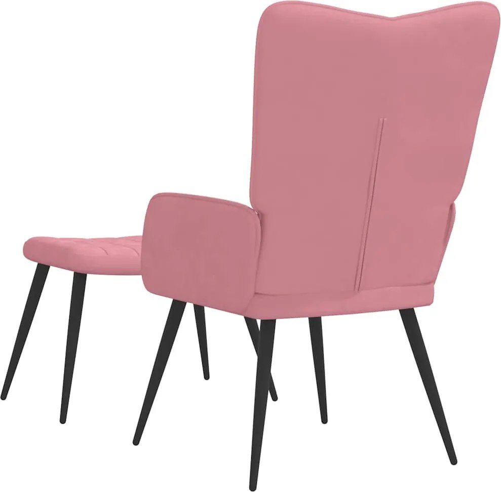 Relaxační křeslo se stoličkou růžové samet 327692