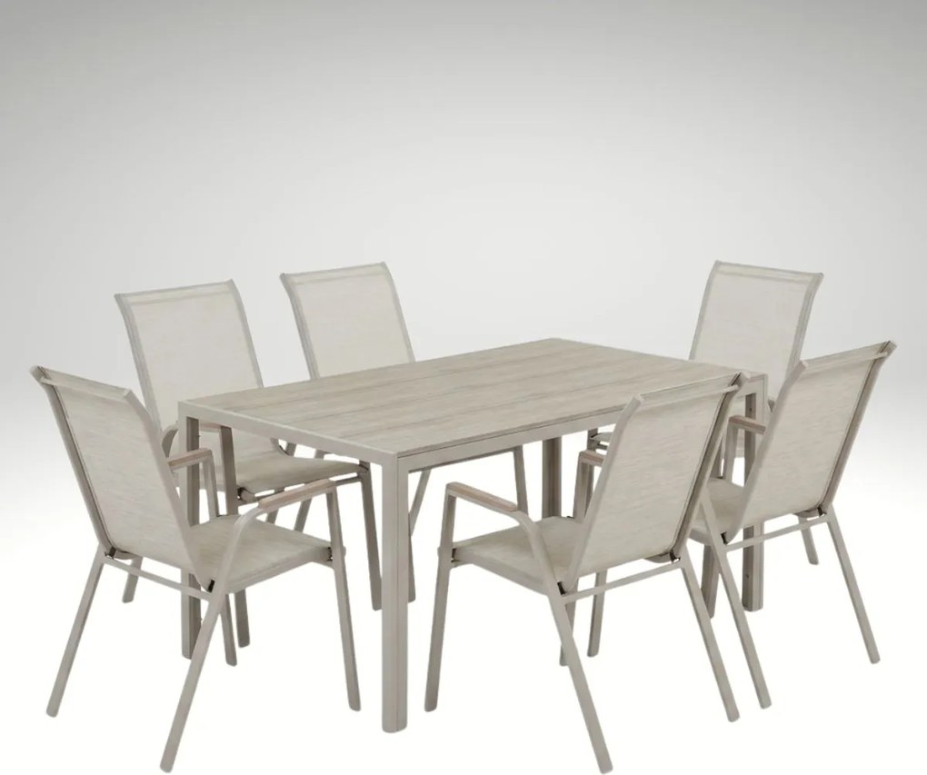 Vikio Zahradní jídelní set 150x90 pro 6 osob bežová AZS156BE-6