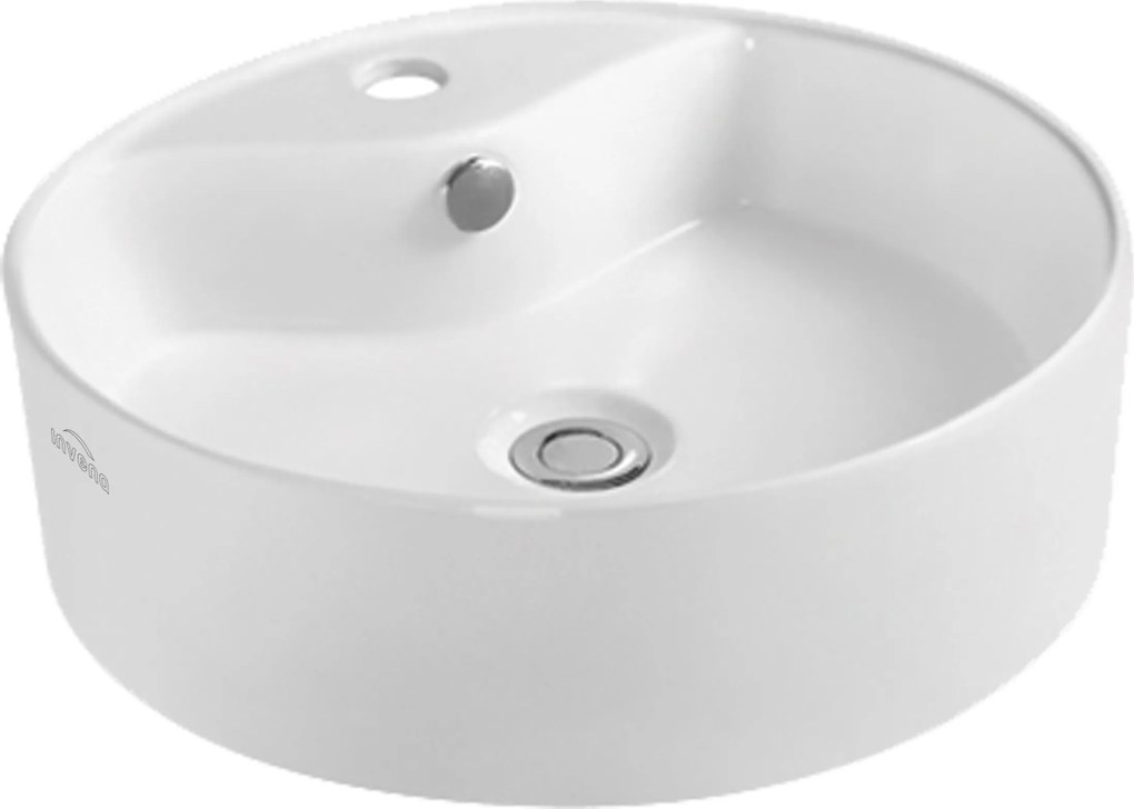 Invena Granada, kulaté umyvadlo na desku 470x470x155 mm, bílá, INV-CE-45-001-W