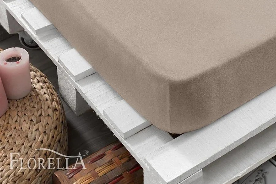 Florella Prostěradlo Zwirn Jersey Elastan Taupe Rozměr: 90-100x200 cm