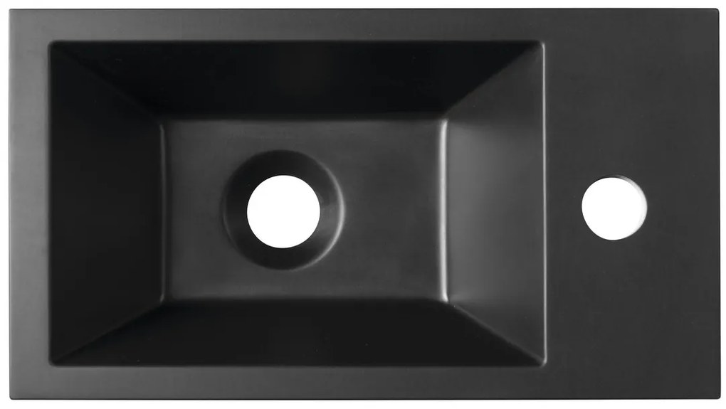 Sapho Sapho, AMAROK litý mramor umyvadlo 40x22cm, černá matná, baterie vpravo, AR500B