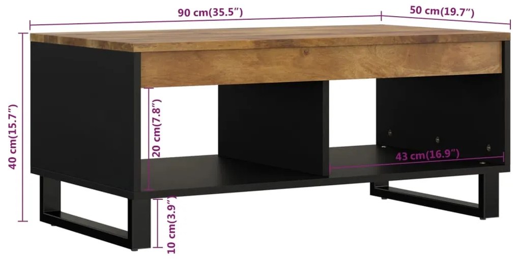 Konferenční stolek 90 x 50 x 40 cm masivní mangovníkové dřevo - Default Title