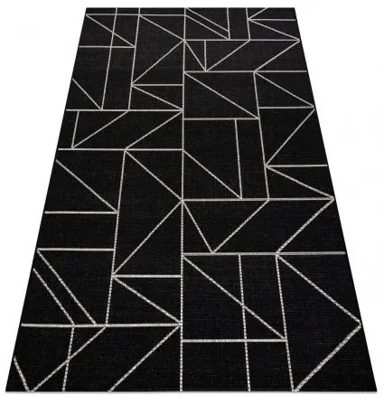 Dywany Luszczow Kusový koberec SIZAL FLOORLUX 20605 Černá / stříbrný TROJÚHELNÍK, GEOMETRICKÝ Rozměr koberce: 60 x 110 cm