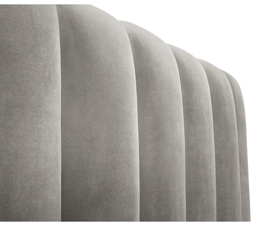 Světle šedá čalouněná dvoulůžková postel s úložným prostorem s roštem 180x200 cm Kelp – Micadoni Home