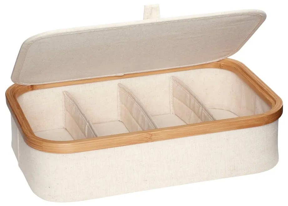 Béžové látkové úložné boxy v sadě 2 ks s víkem 38x26x9 cm Ecru – Hübsch