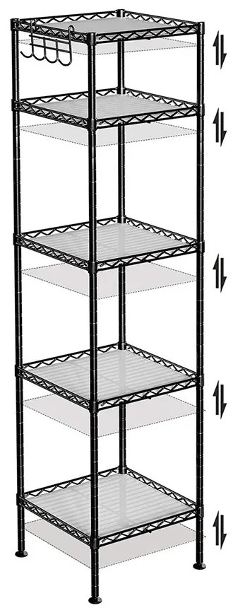 5patrový koupelnový regál 30x30x121cm