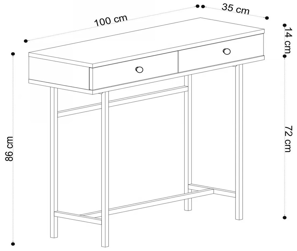 Konzolový stolek Esta 100 cm hnědý/černý