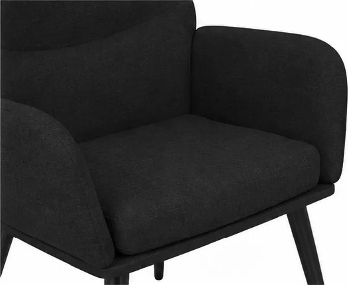 relaxační křeslo, odpočinkové, dřevo/kov/textil, 96x68x79 cm, nohy černé/černá, Dekorino KR20260060