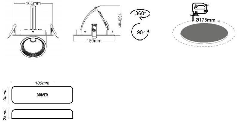 ACA Lighting COB LED bodovka LINO 20W/230V/3000K/1500Lm/IP20/60°, kruhová bílá