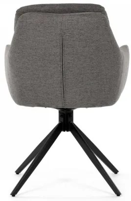 Jídelní židle 180° otočná lanýžová voděodolná látka, černý kov DCH-P3174 GREY2