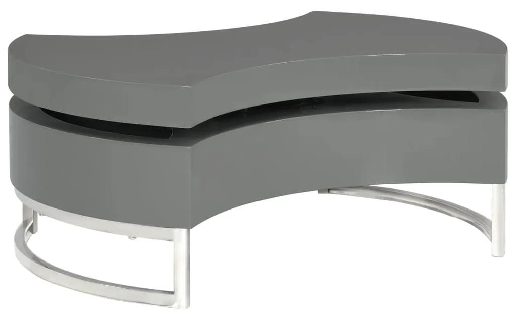 Konferenční stolek nastavitelný šedý s vysokým leskem