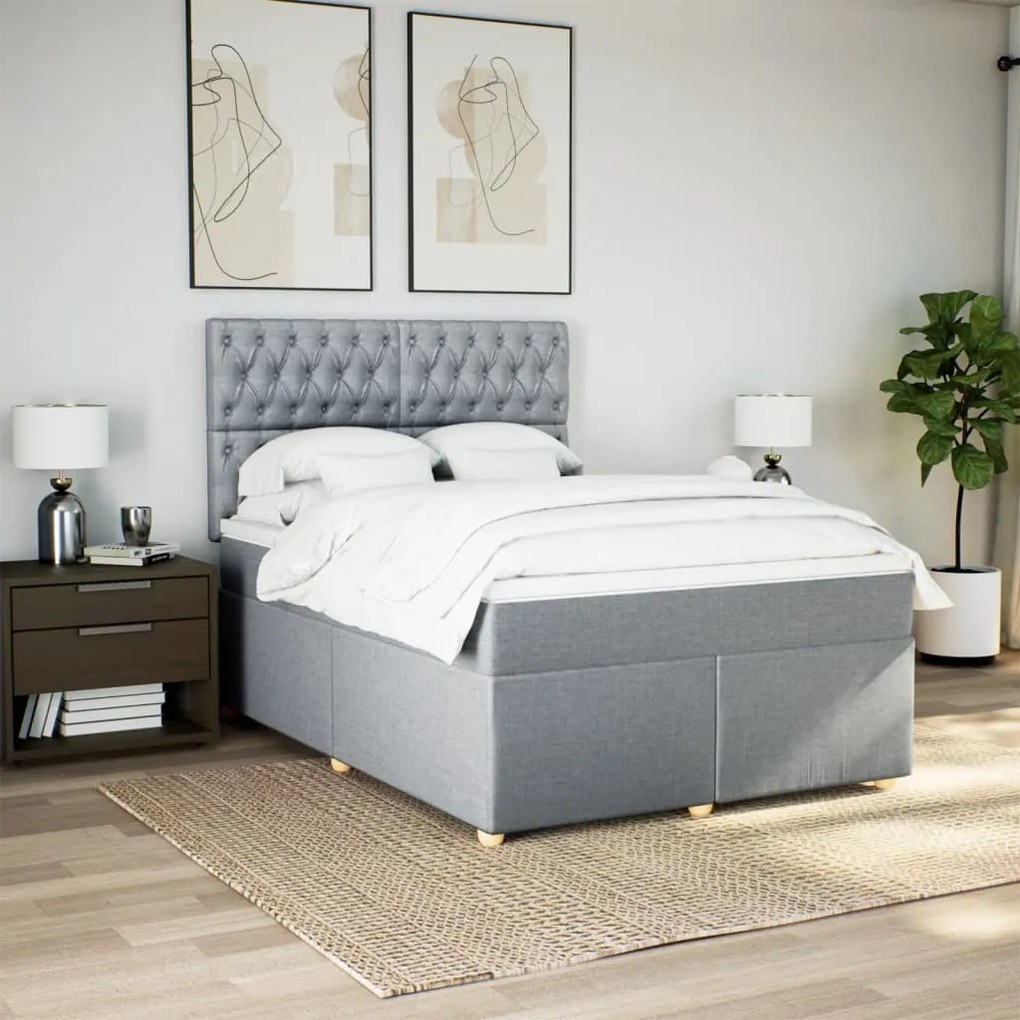 Box spring postel s matrací světle šedá 140 x 200 cm textil 3291310