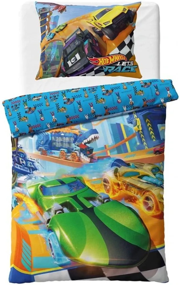 Bavlněné ložní povlečení Hot Wheels – motiv Let’s Race - 100% bavlna - 70x90 cm + 140x200 cm