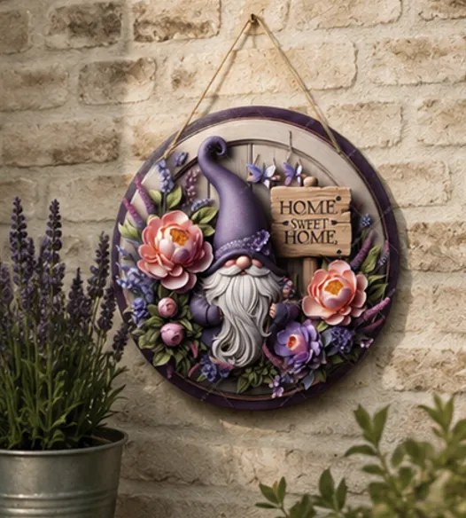 dekorace na zeď, dřevo, 20x20 cm, Boho styl s trpaslíkem, Dekorino DZ20260013
