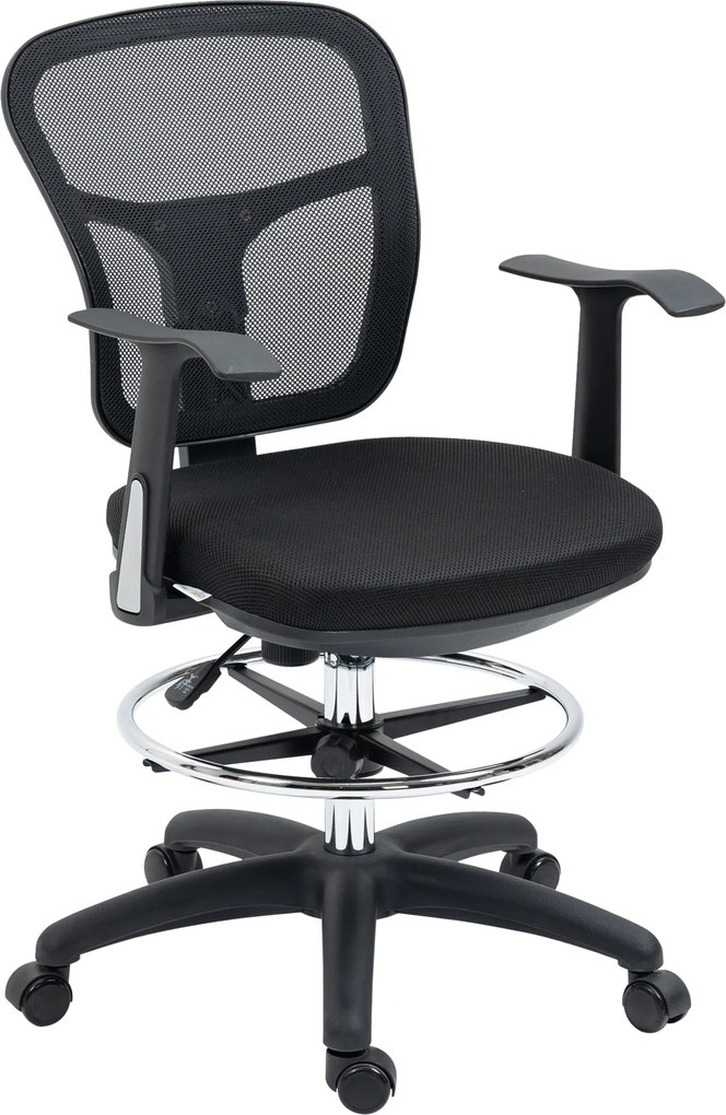 Kancelářská židle Vinsetto Ergonomická počítačová židle 95-115 cm s područkami a podnožkou Mesh Black pro kancelář a domácí kancelář |