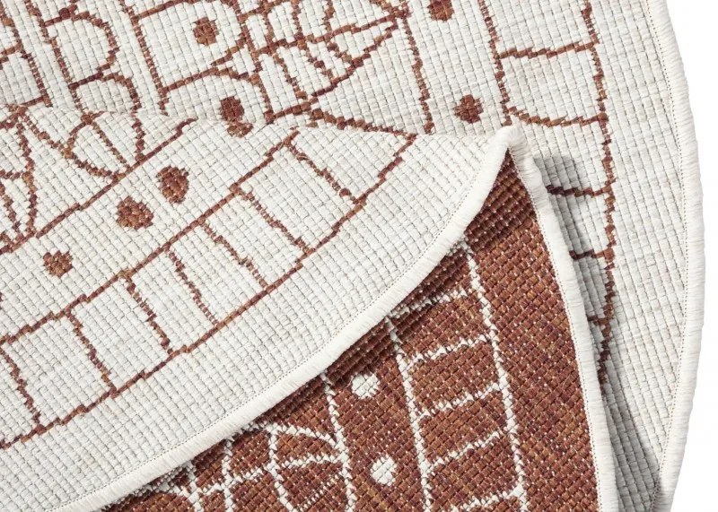 Hanse Home, Kusový koberec Twin-Wendeteppiche 103102 creme terra kruh – na ven i na doma, 200x200 (průměr) kruh, oranžová, chodba / předsíň