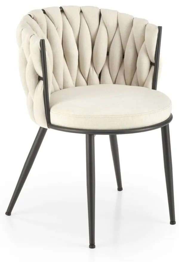 Designové jídelní křeslo MANDY — kov, látka, černá / béžová