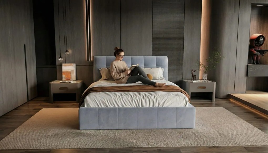 MOS Čalouněná postel LETTO Vogue 160x200 cm Barva látky Vogue: Černá (Vogue 18)