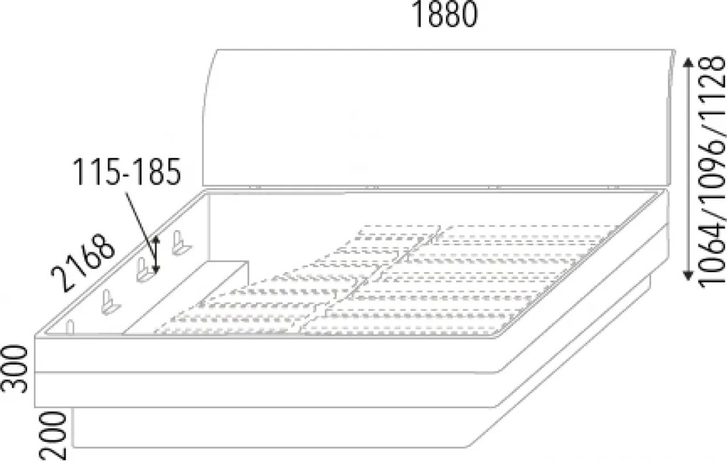 Domestav FANTAZIE GRANDE manželská postel nastavitelné čelo oblé 180 cm dub cink olejovaný