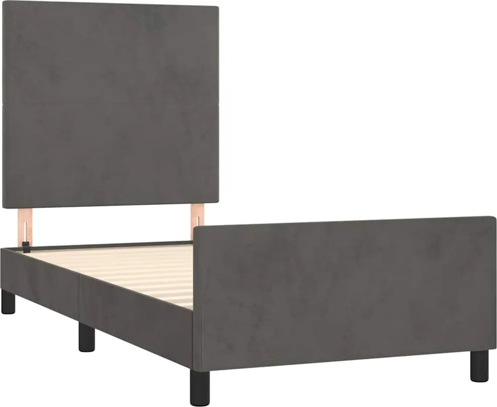 Rám postele bez matrace tmavě šedá 90 x 190 cm samet 3125606