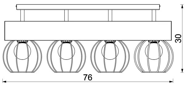 Přisazený lustr MENTON 4xE27/15W/230V černá/hnědá/dub
