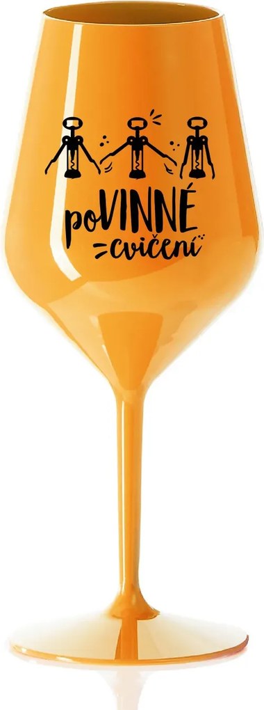 POVINNÉ CVIČENÍ - oranžová nerozbitná sklenice na víno 470 ml