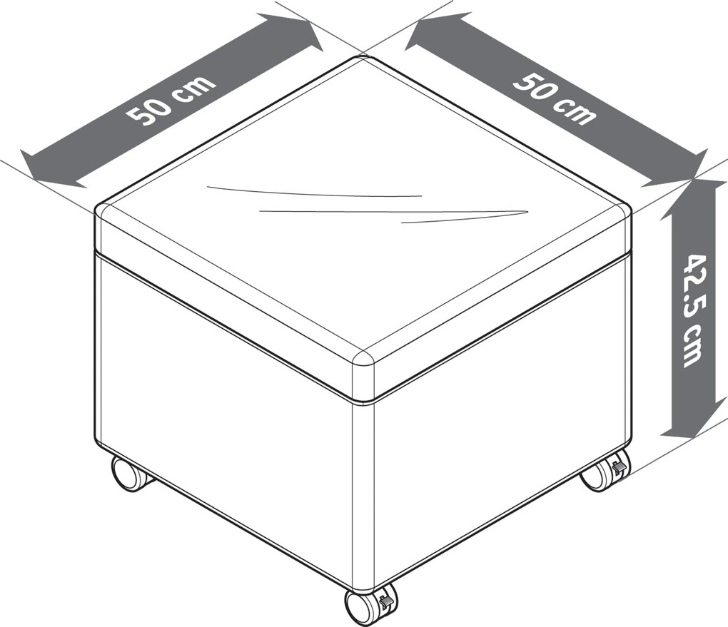 Tchibo - Taburet na kolečkách s podnosem - barva: šedá