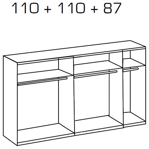 Šatní skříň se zrcadlem Easy Plus, 313 cm, bílá/šedá